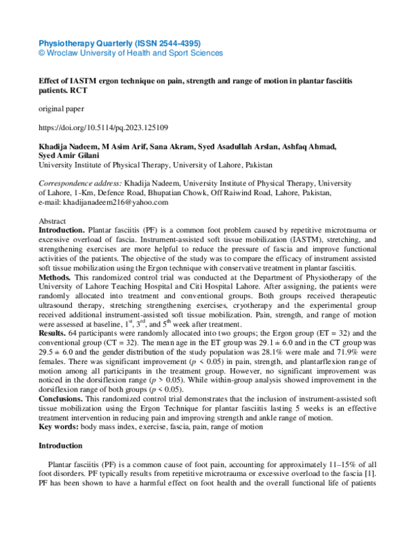 (PDF) Effect of IASTM ergon technique on pain, strength and range of ...