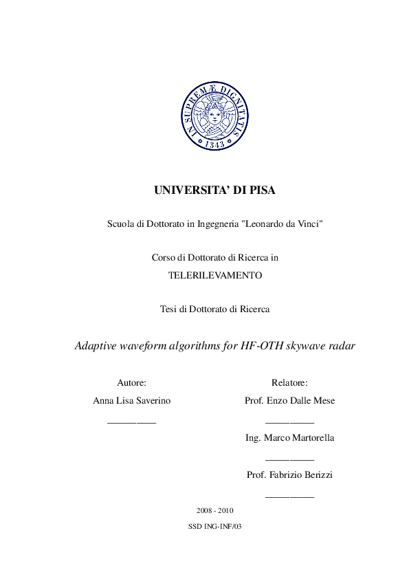 Pdf Adaptive Waveform Algorithms For Hf Oth Skywave Radar