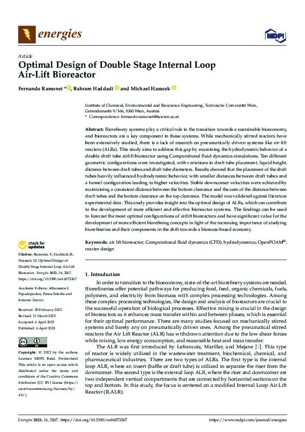 Pdf Optimal Design Of Double Stage Internal Loop Air Lift Bioreactor