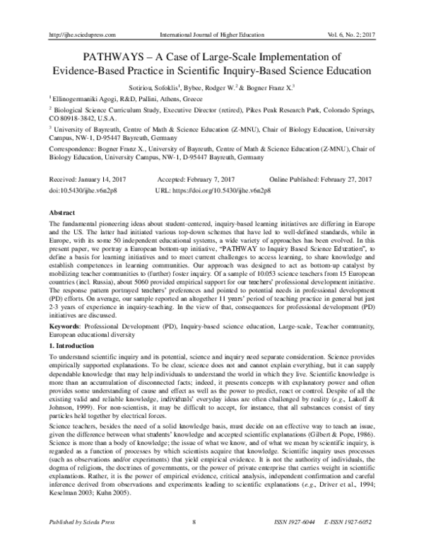 (PDF) PATHWAYS – A Case of Large-Scale Implementation of Evidence-Based Practice in Scientific ...