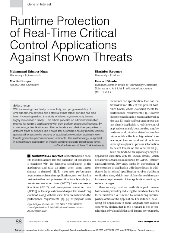 (PDF) Runtime Protection of Real-time Critical Control Applications ...