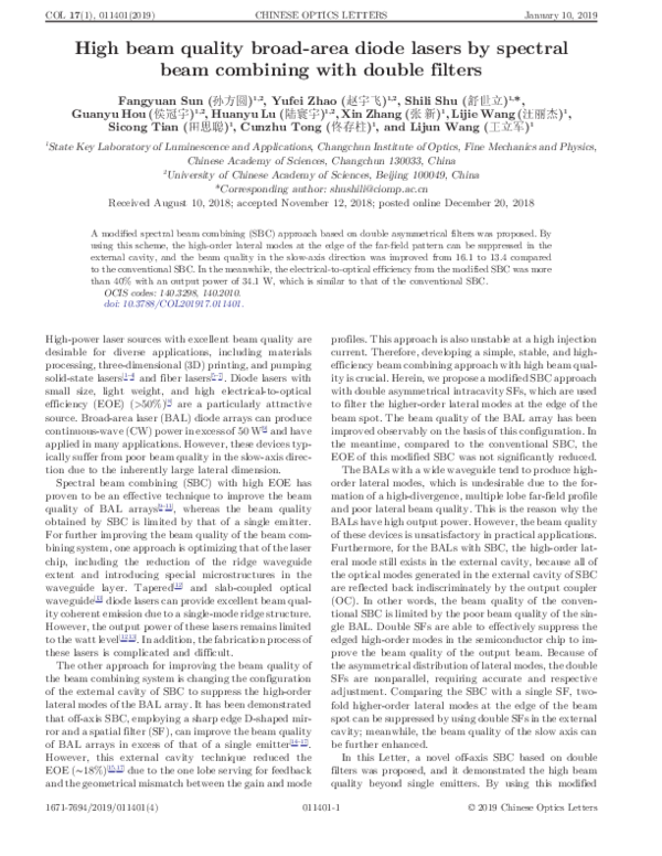 (PDF) High beam quality broad-area diode lasers by spectral beam ...