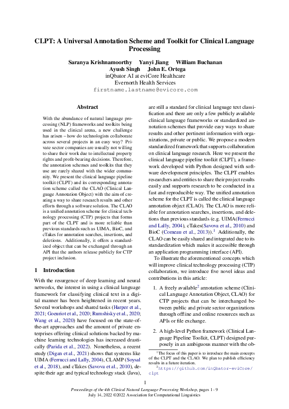 (PDF) CLPT: A Universal Annotation Scheme and Toolkit for Clinical ...
