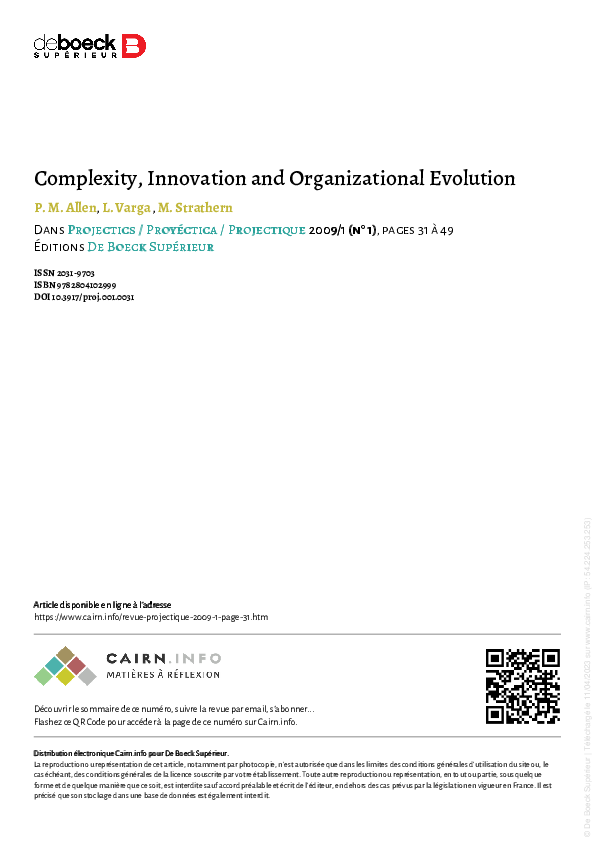 (PDF) Complexity, Innovation and Organizational Evolution