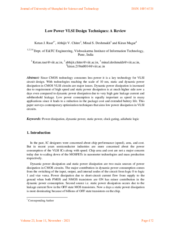 (PDF) Low Power VLSI Design Techniques: A Review