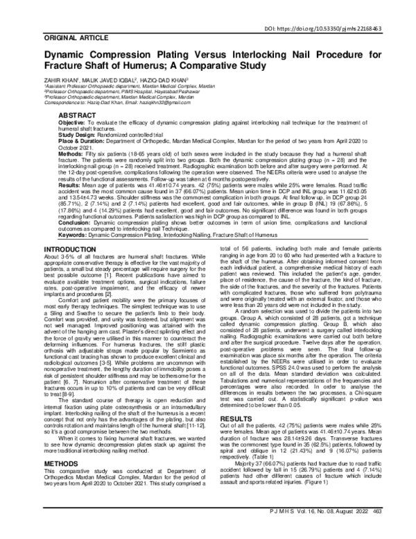 (PDF) Dynamic Compression Plating Versus Interlocking Nail Procedure ...