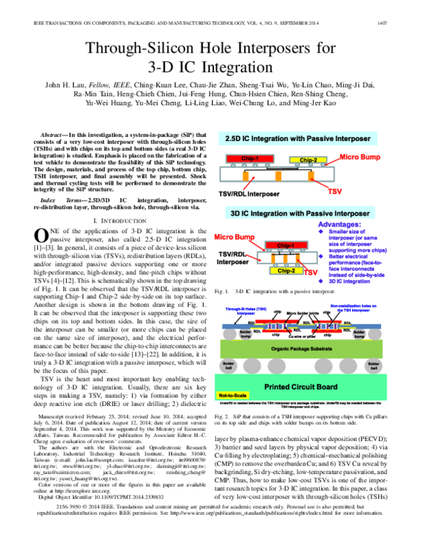 (PDF) Through-Silicon Hole Interposers for 3-D IC Integration