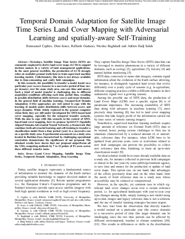 (PDF) Temporal Domain Adaptation for Satellite Image Time Series Land Cover Mapping With ...