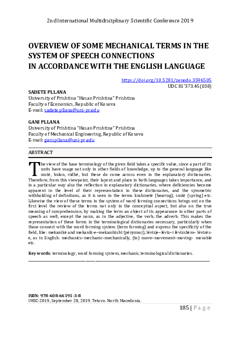 (PDF) Overview of Some Mechanical Terms in the System of Speech ...