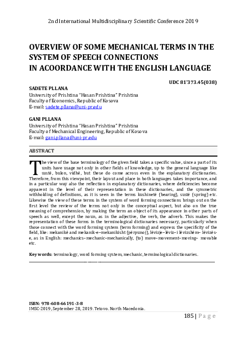 (PDF) Overview of Some Mechanical Terms in the System of Speech ...