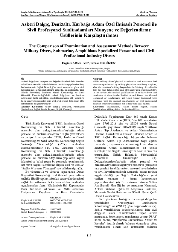 (PDF) Askeri Dalgıç, Denizaltı, Kurbağa Adam Özel İhtisaslı Personel ...