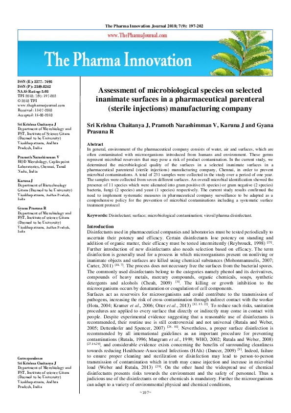 (PDF) Assessment of microbiological species on selected inanimate ...