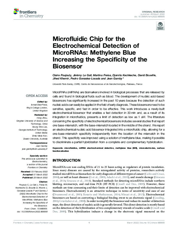 (PDF) Microfluidic Chip for the Electrochemical Detection of MicroRNAs: Methylene Blue ...