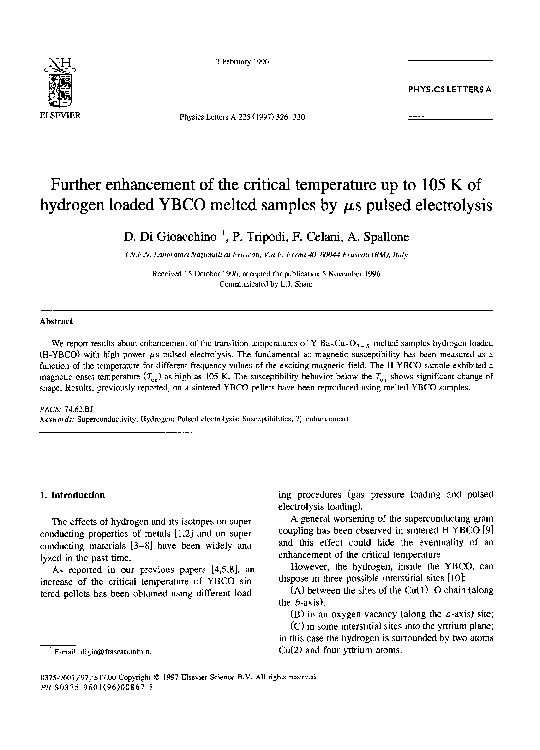 (PDF) Further enhancement of the critical temperature up to 105 K of hydrogen loaded YBCO melted ...