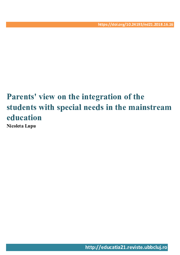 (PDF) Parents' view on the integration of the students with special ...