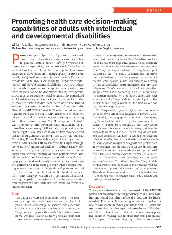 (PDF) Promoting health care decision-making capabilities of adults with ...