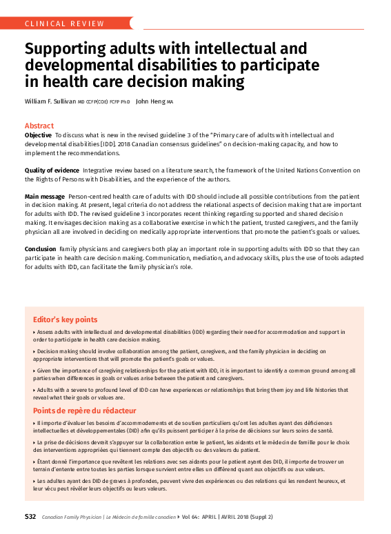 (PDF) Supporting adults with intellectual and developmental disabilities to participate in ...