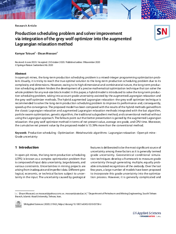 (PDF) Hybrid Grey Wolf Optimizer for Production Scheduling
