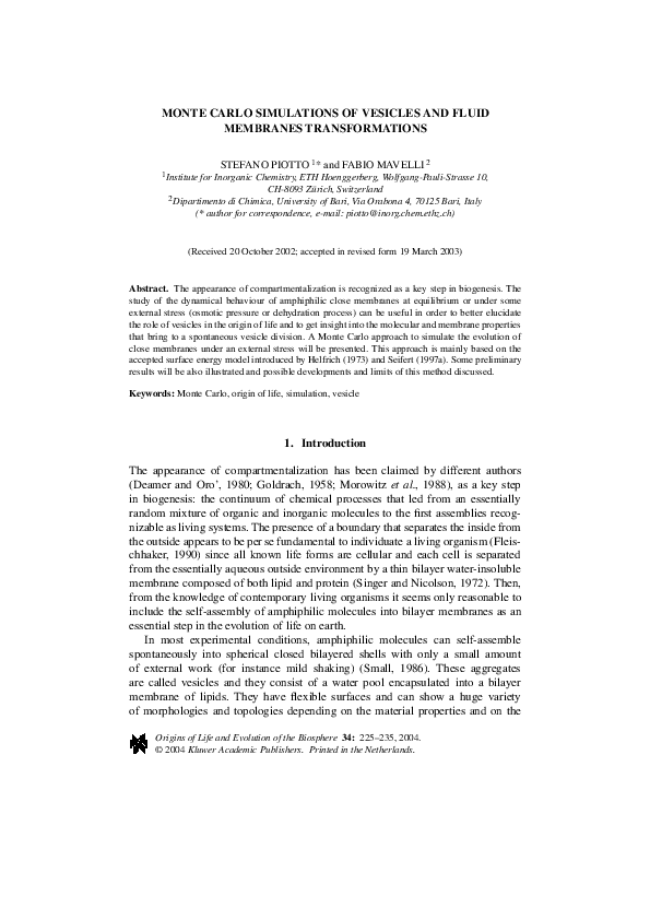 (PDF) Monte carlo simulations of vesicles and fluid membranes transformations