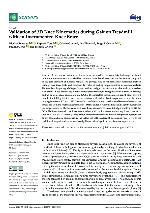 (PDF) Validation of 3D Knee Kinematics during Gait on Treadmill with an Instrumented Knee Brace ...