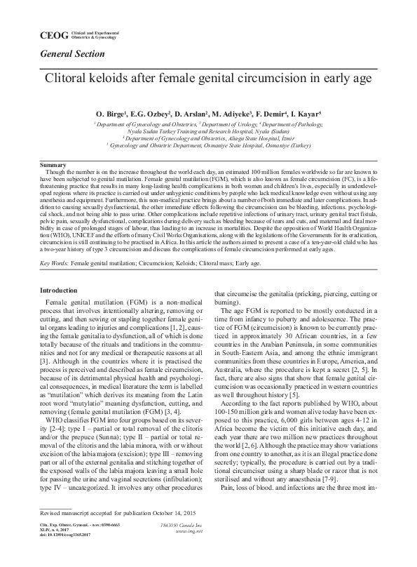 (PDF) Clitoral keloids after female genital circumcision in early age