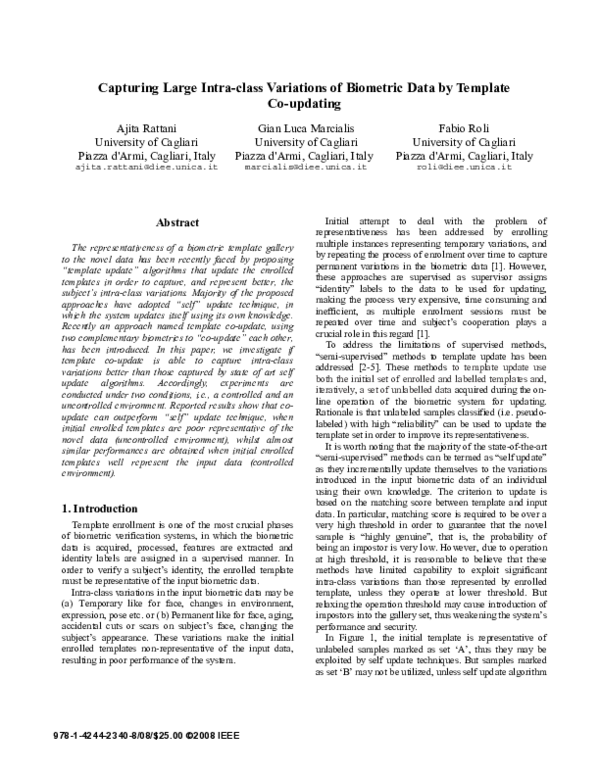 (PDF) Capturing large intra-class variations of biometric data by template co-updating