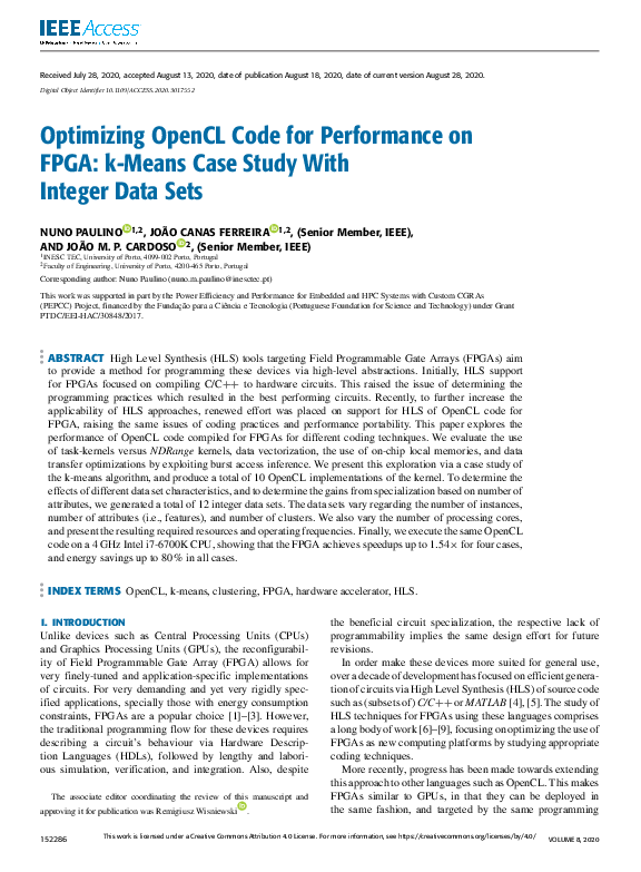 Pdf Optimizing Opencl Code For Performance On Fpga K Means Case