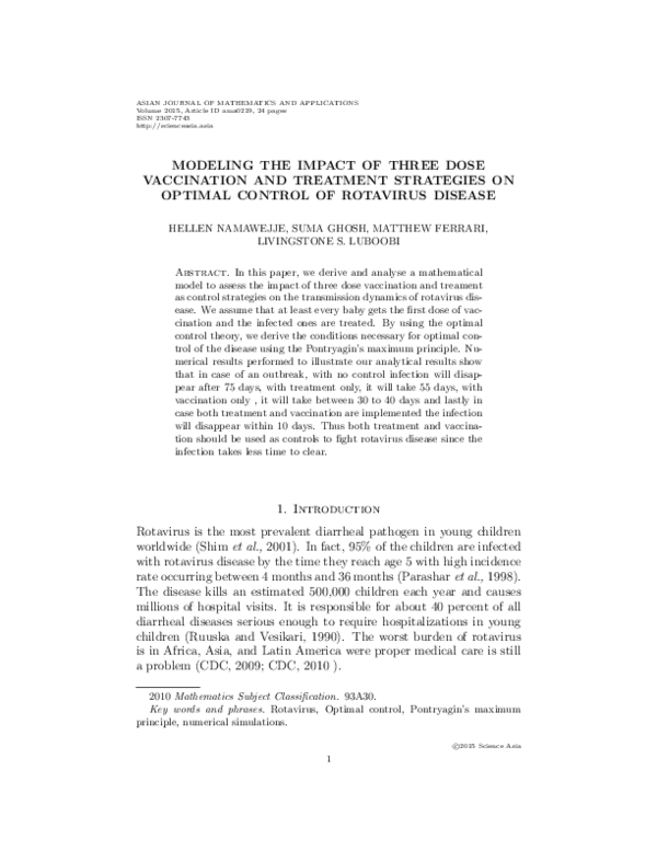 (PDF) Modeling the Impact of Three Dose Vaccination and Treatment ...