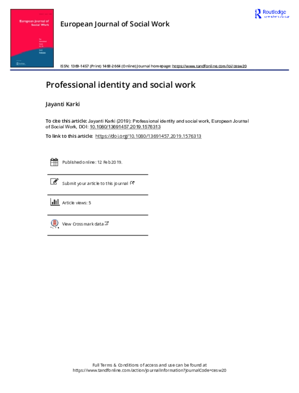 (PDF) Professional Identity and Social Work