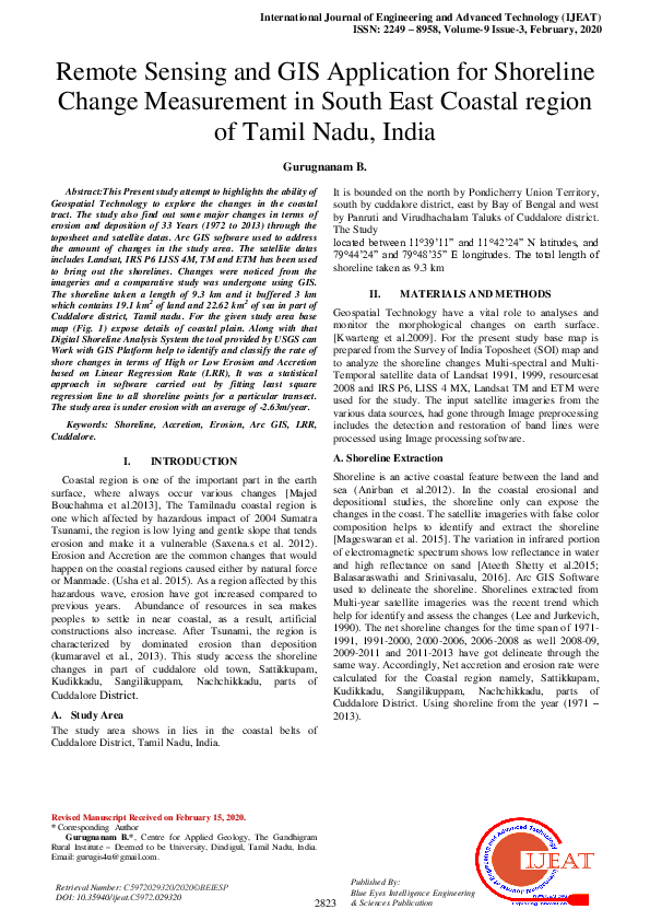 (PDF) Remote Sensing and GIS Application for Shoreline Change ...