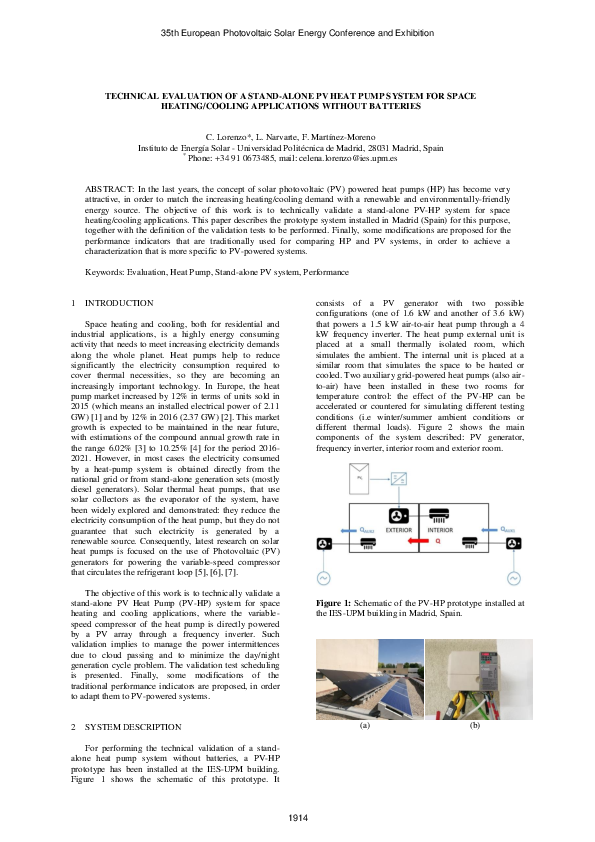 (PDF) Technical Evaluation of a Stand-Alone PV Heat Pump System for ...