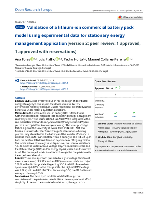Pdf Validation Of A Lithium Ion Commercial Battery Pack Model Using Experimental Data For