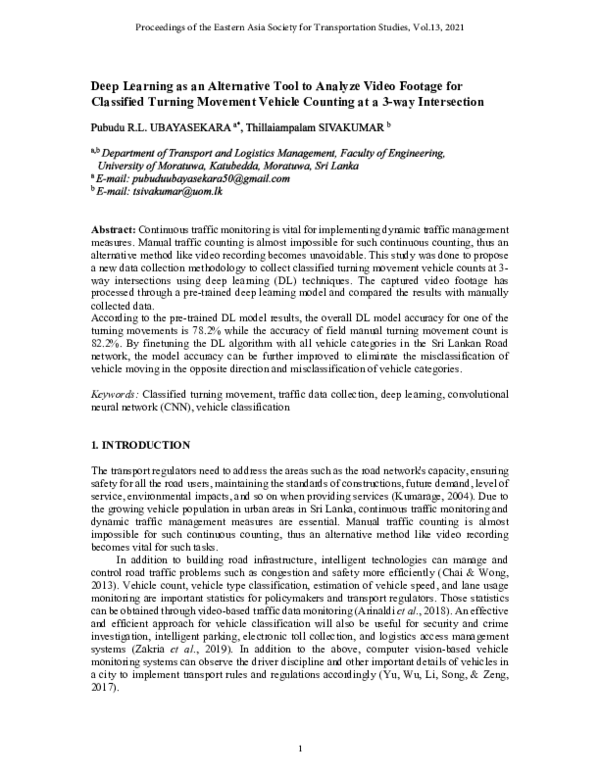 (PDF) Deep Learning as an Alternative Tool to Analyze Video Footage for Classified Turning ...