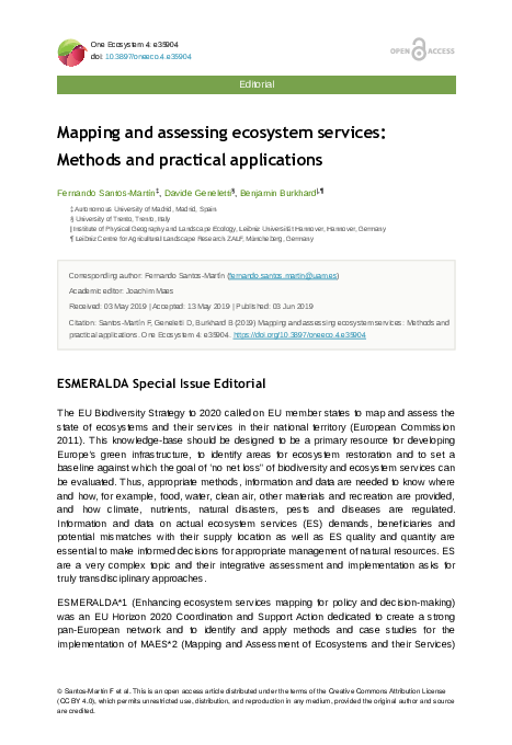 (PDF) Mapping and assessing ecosystem services: Methods and practical ...
