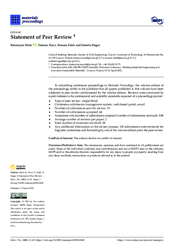 Statement of Peer Review