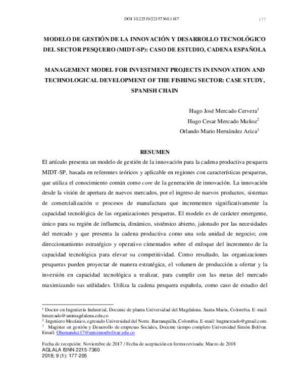 (PDF) Modelo de gestión de la innovación y desarrollo tecnológico del sector pesquero (MIDT-SP ...