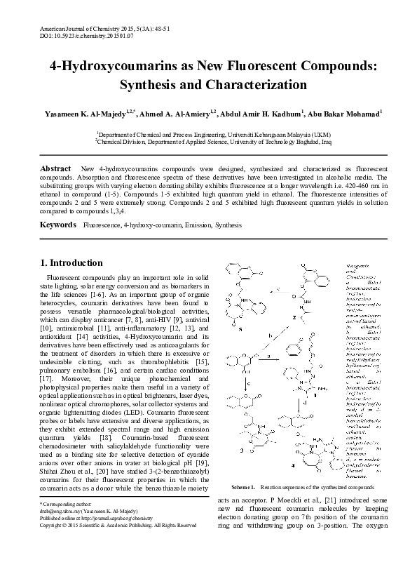 (PDF) 4-Hydroxycoumarins as New Fluorescent Compounds: Synthesis and ...