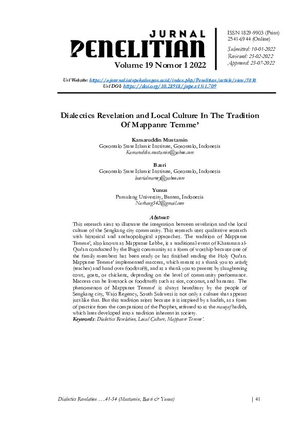 (PDF) Dialectics Revelation and Local Culture in The Tradition of ...