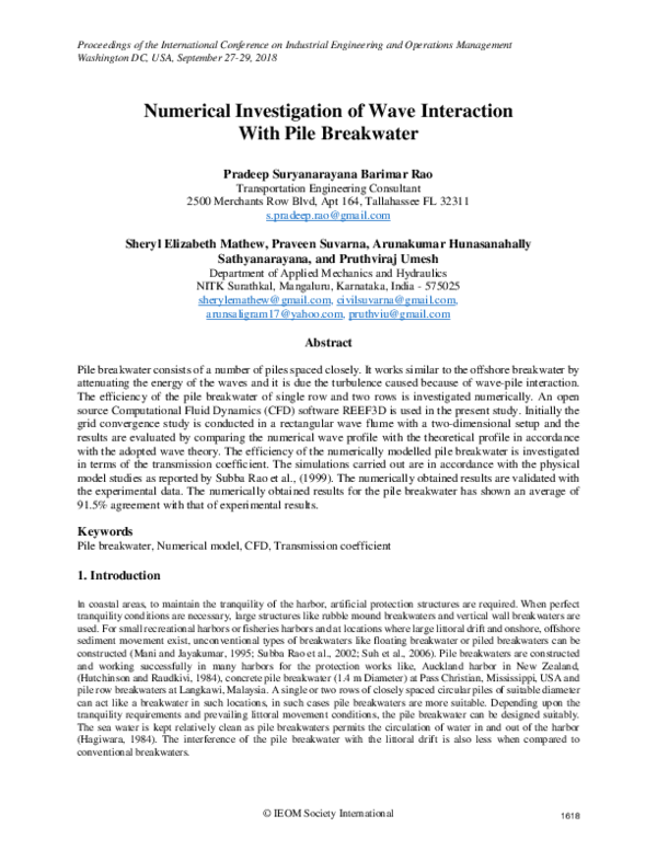 (PDF) Numerical Investigation of Wave Interaction With Pile Breakwater