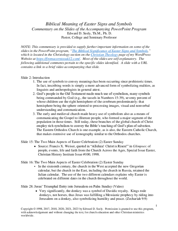 (PDF) Biblical Meaning of Easter Signs and Symbols Commentary on the ...