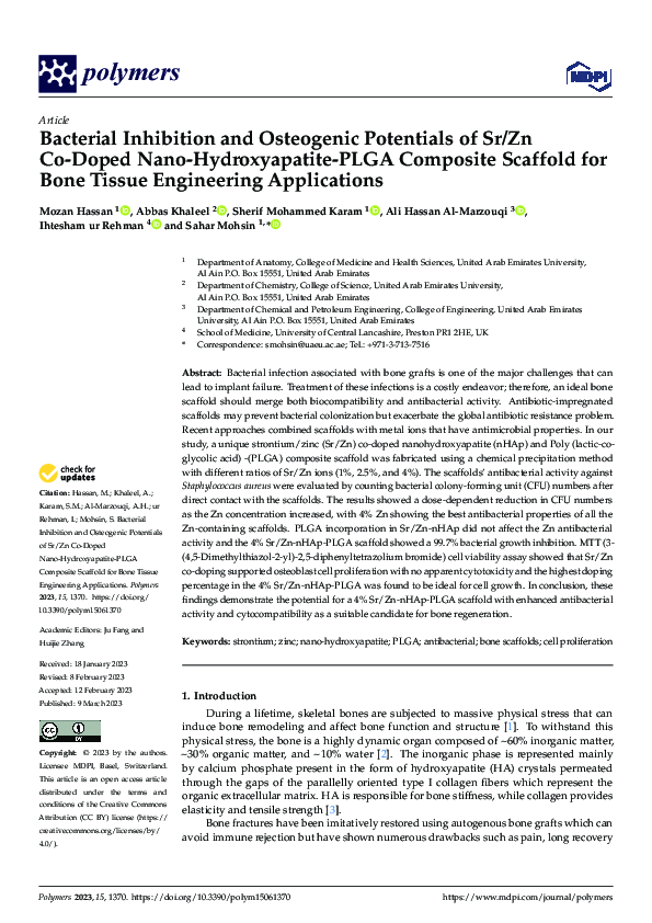 (PDF) Bacterial Inhibition and Osteogenic Potentials of Sr/Zn Co-Doped ...