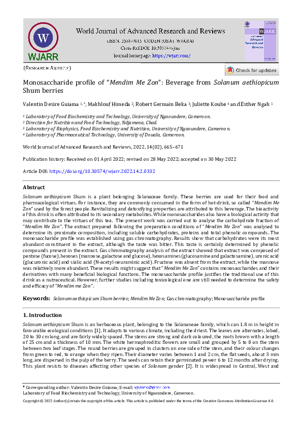 (PDF) Monosaccharide profile of “Mendim Me Zon”: Beverage from Solanum ...