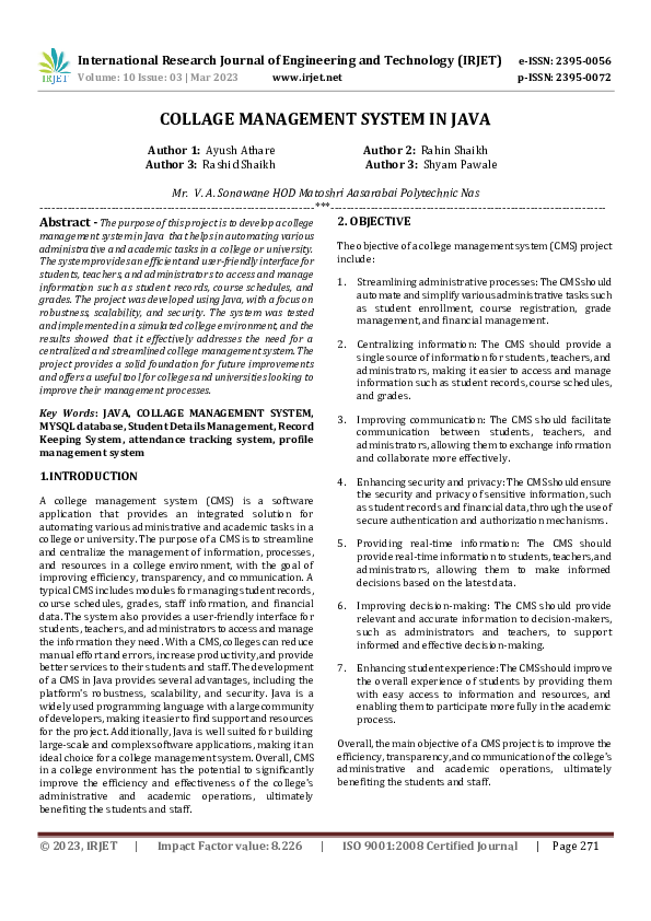 (PDF) COLLAGE MANAGEMENT SYSTEM IN JAVA