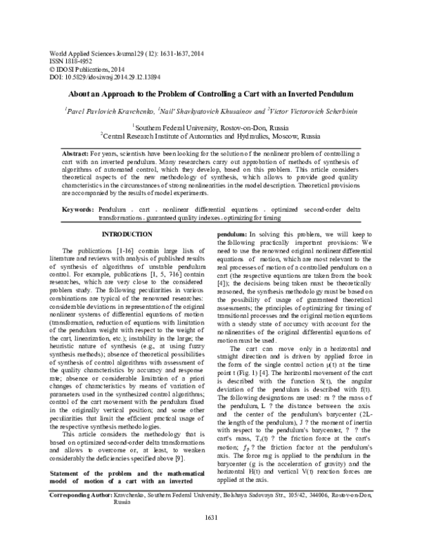 (PDF) Cart with inverted pendulum