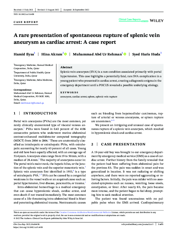 (PDF) A rare presentation of spontaneous rupture of splenic vein ...