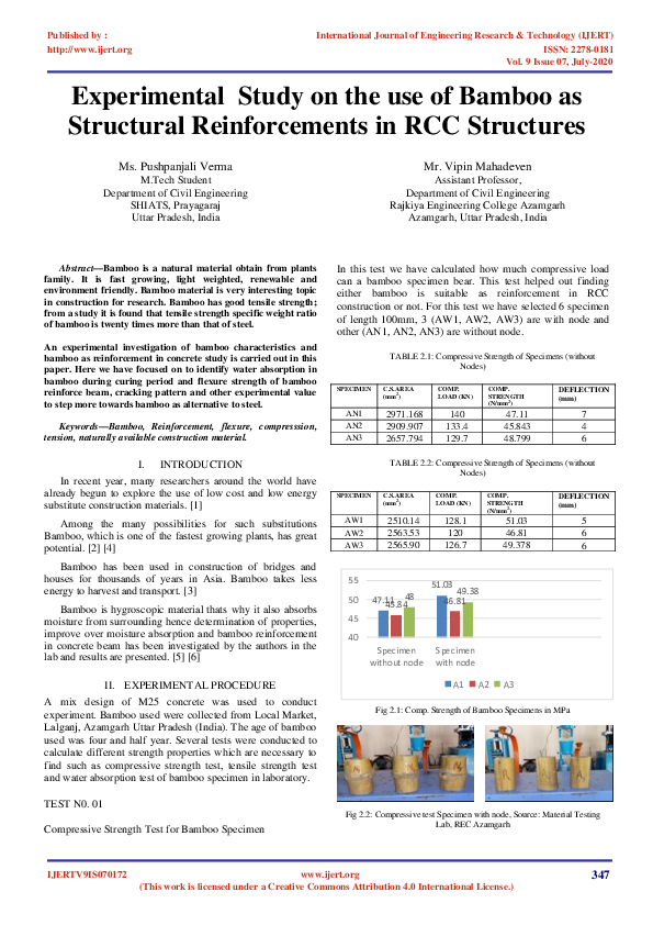 (PDF) Experimental Study on the use of Bamboo as Structural ...
