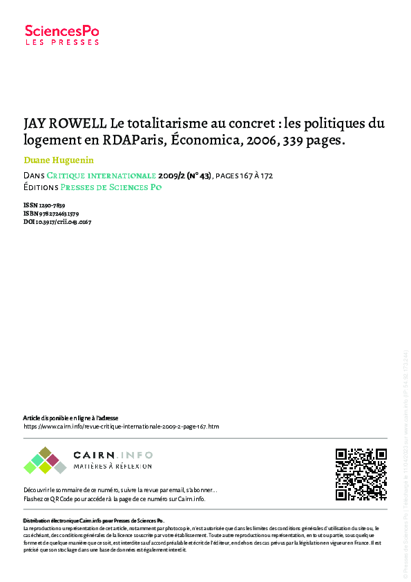 (PDF) JAY ROWELL Le totalitarisme au concret : les politiques du ...