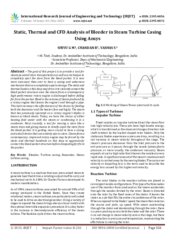 (PDF) Static, Thermal and CFD Analysis of Bleeder in Steam Turbine Casing Using Ansys