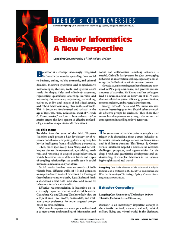 (PDF) Behavior Informatics: A New Perspective
