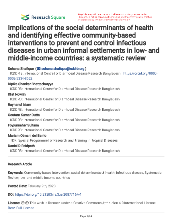 (PDF) Implications of the social determinants of health and identifying ...